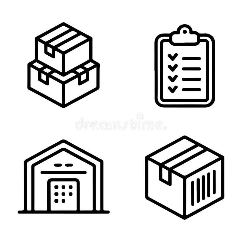 Inventory and Stock Management Icons Set. Simple Line Icons ...