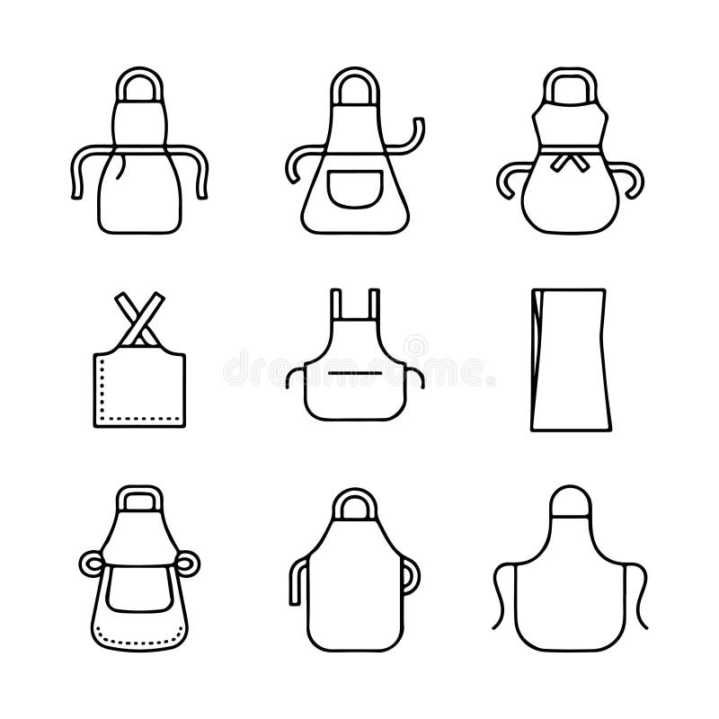 Apron Icons for Cooking and Workwear. Collection of Different Apron ...