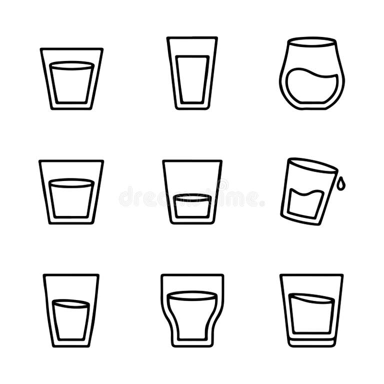Glass and Drinkware Icons Set Collection. Set of Various Drink Glass ...