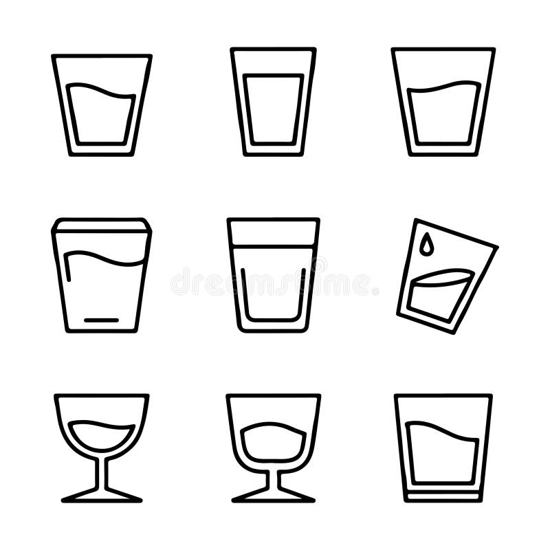 Glass and Drinkware Icons Set Collection. Set of Various Drink Glass ...