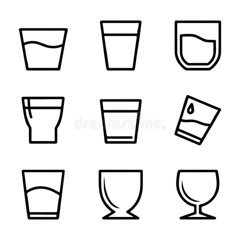 Glass and Drinkware Icons Set Collection. Set of Various Drink Glass ...