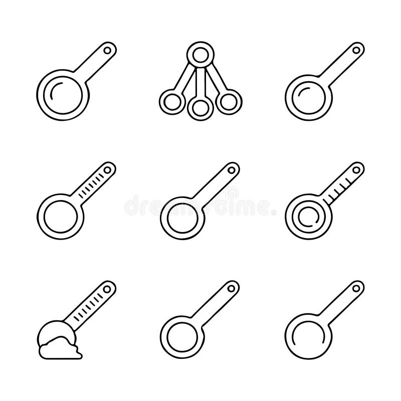 Measuring Spoon and Baking Tool Icons Set. Set of Linear Measuring ...