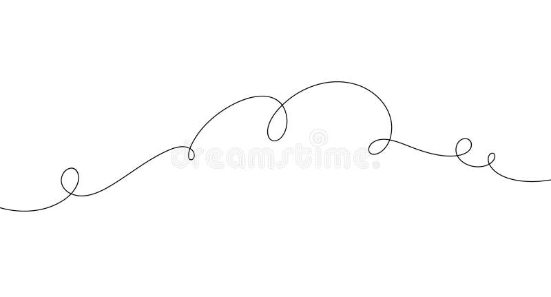 Abstract Curved Line with Curls, Hand-drawn in One Continuous Endless ...