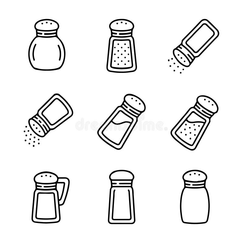 Outline Pepper Shaker Icon Set. Simple Line Art Illustration of Salt ...
