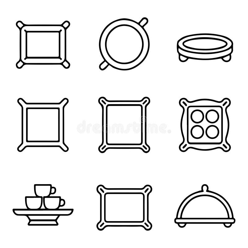 Tray Icon Set for Serving. Vector Illustration of Different Baking ...