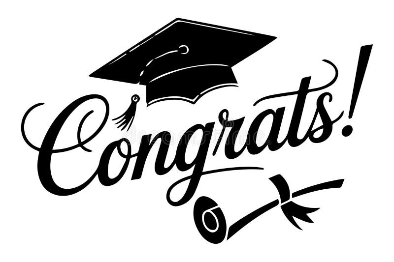 Congrats Graduation Silhouette with Cap Stock Vector - Illustration of ...