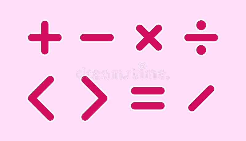 Math Symbol Sign Sticker Set. Math Symbols for Web. Subtraction, School ...