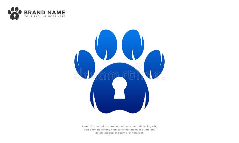 Paw padlock logo stock vector. Illustration of print - 385850275