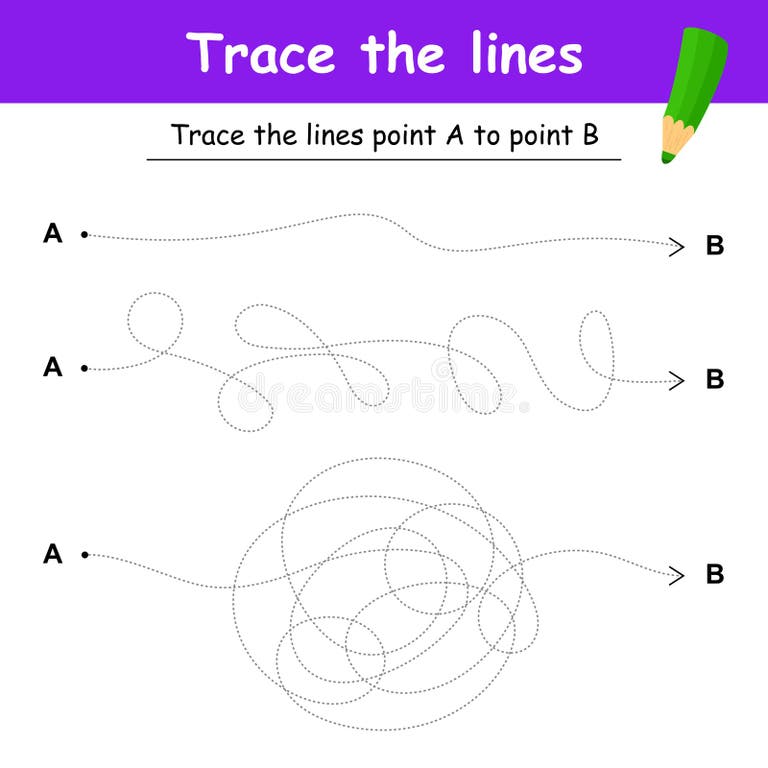 Complex and Easy Way from Point a To B. Kids Tracing Path. Problem ...