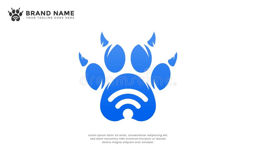 Paw WiFi Signal Logo stock vector. Illustration of trail - 386337418