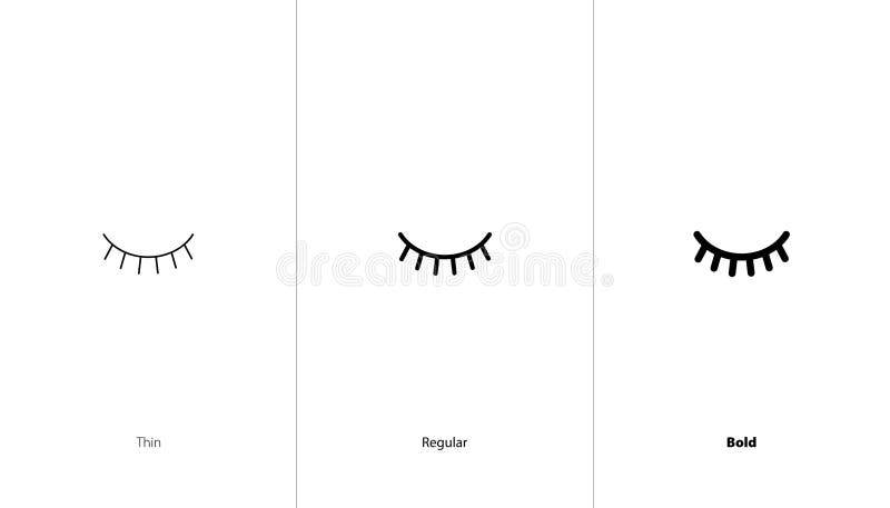 Eye Closed Icon Set. Symbol in Thin, Regular and Bold Style. Closed ...