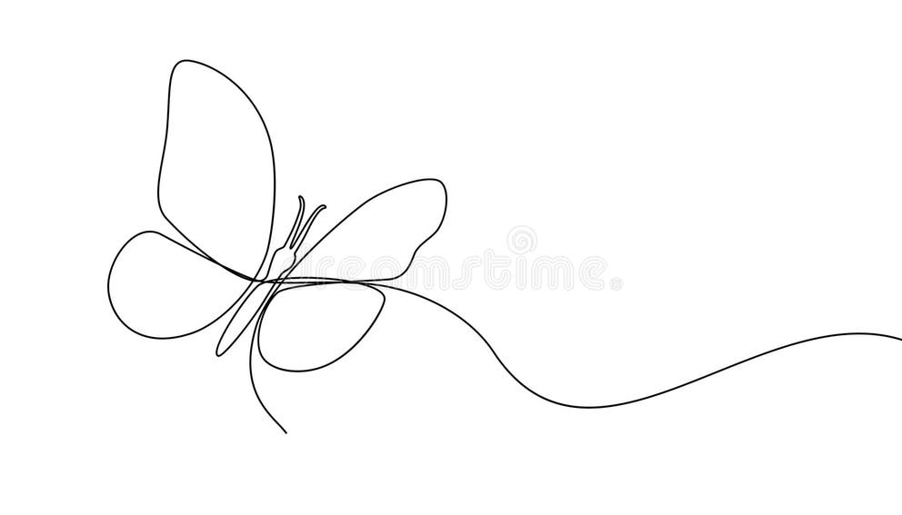 Butterfly Flying Continuous One Line Drawing. Flying Insect Line Art ...