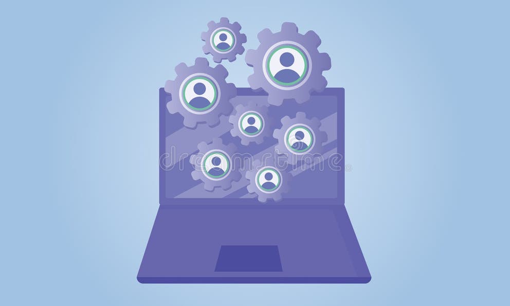 Isolated laptop with gears stock vector. Illustration of diagram ...