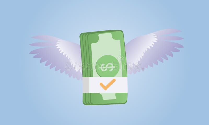 Flying Stack of Money. Money Spending, Cashless Society Concept. Stock ...