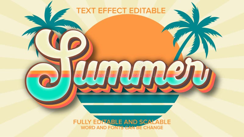 Classic Summer Text Effect Vector Editable Stock Illustration ...