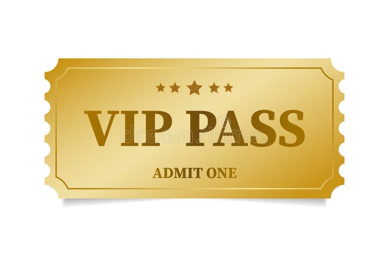 VIP Pass Admission Golden Ticket Template. Vector Illustration Stock ...