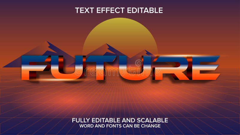 Retro Future Text Effect Vector Editable Stock Vector - Illustration of ...