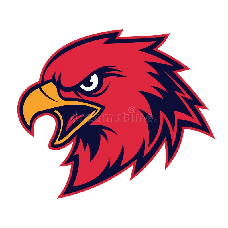 Stylized Illustration of a Fierce Hawk S Head, Showcasing Bold Red ...