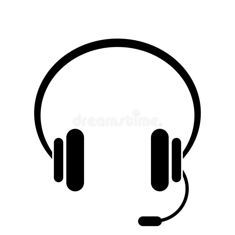 Black Headphone with Mic Vector Icon. Headphone Sign. Customer Service ...
