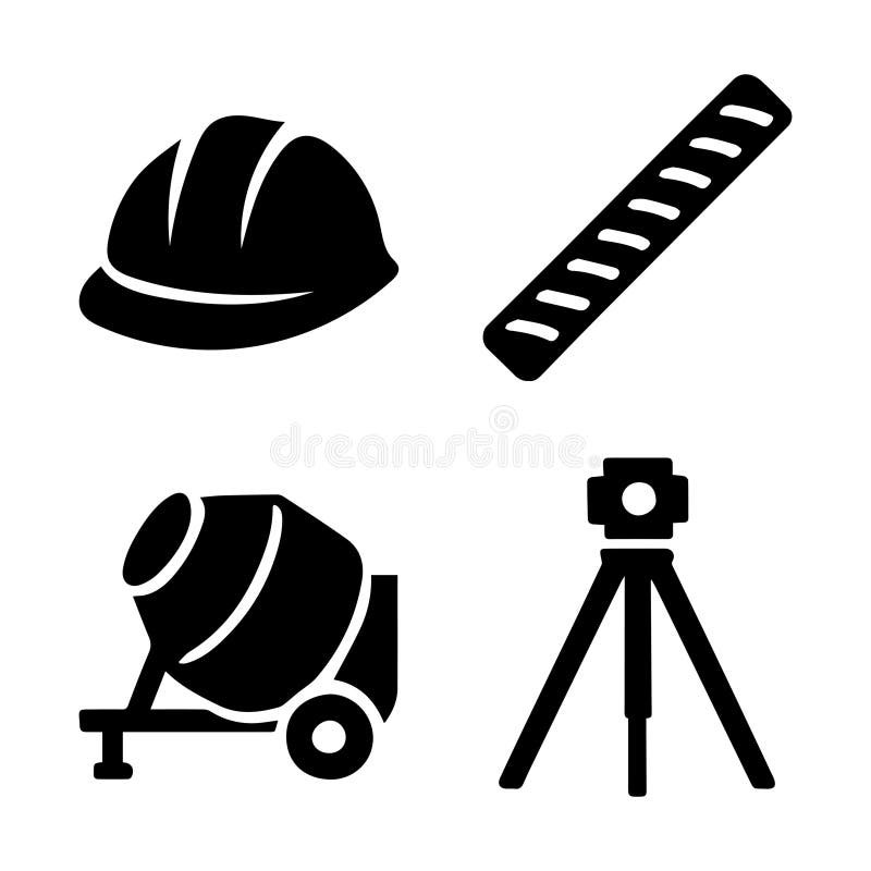 Essential Construction Tools: Icons for Building and Surveying Projects ...