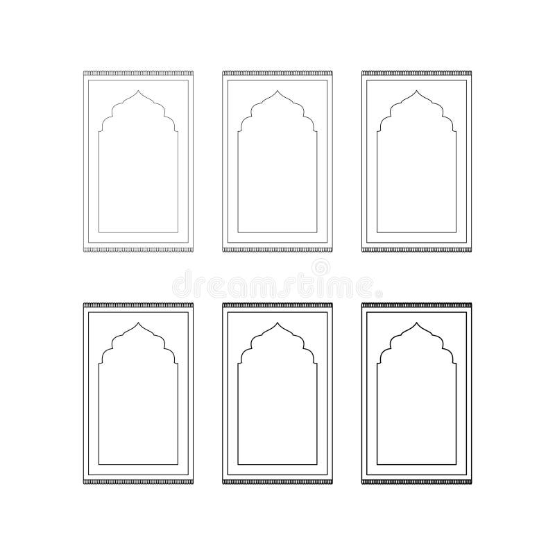 Islamic Prayer Mat Line Art Set, Minimalist Muslim Prayer Rug Outline ...