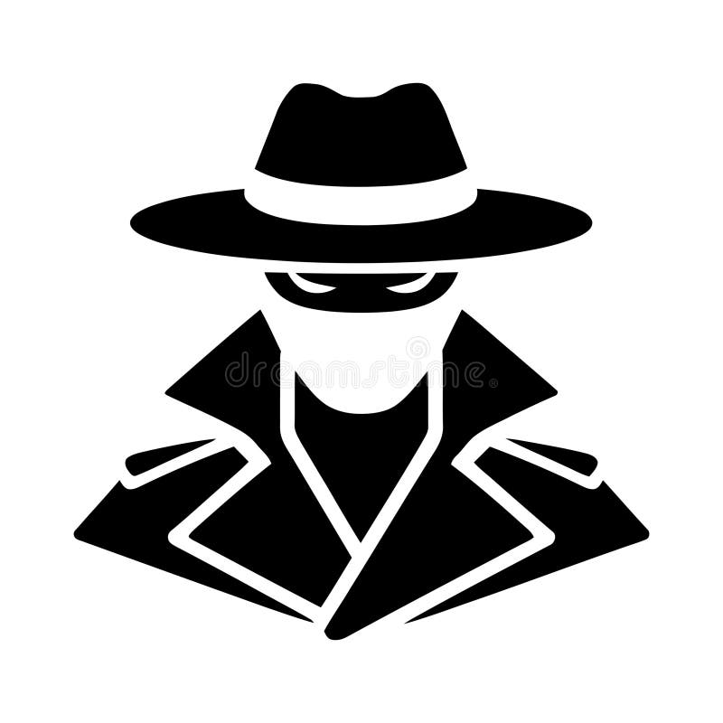Mysterious Spy Logo Secret Agent Silhouette with Hat and Coat Stock ...