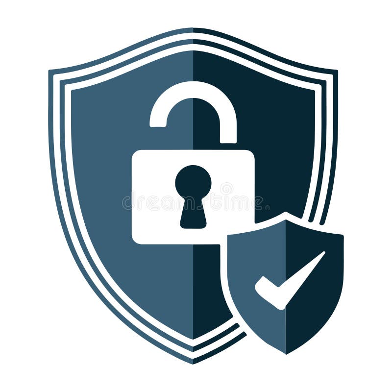 Open Padlock Security Shield, Digital Protection Status Vector Graphic ...
