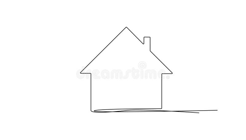 Continuous Line Home Sign. One Line Art Cottage Building. Simple House ...