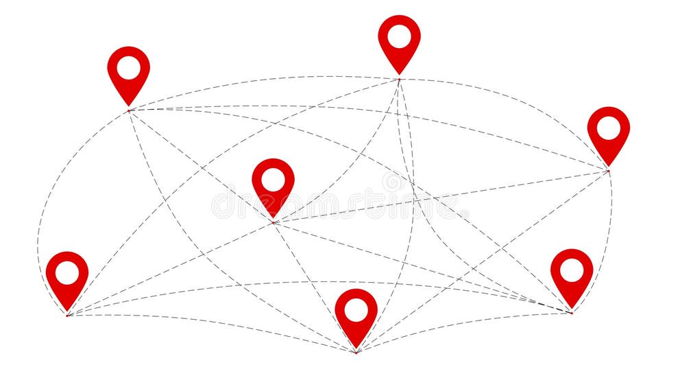 Route Icon with Dotted Path and Location Pin. GPS Navigation Line Route ...