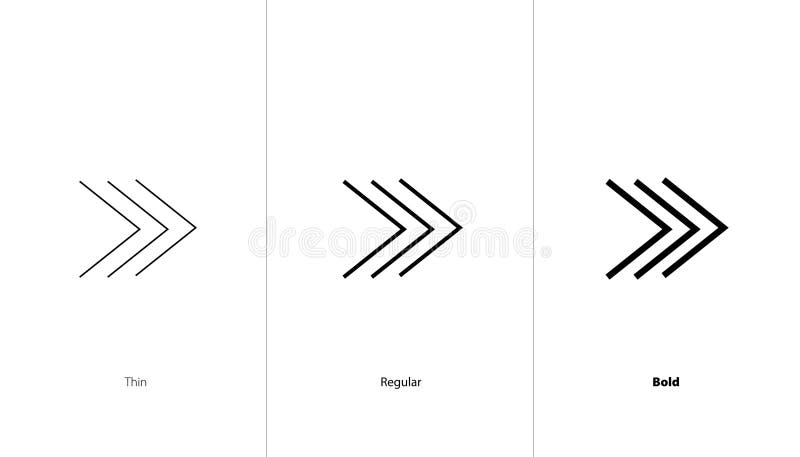 Caret Right Icon Set. Thin, Regular and Bold Line Icons Stock Vector ...