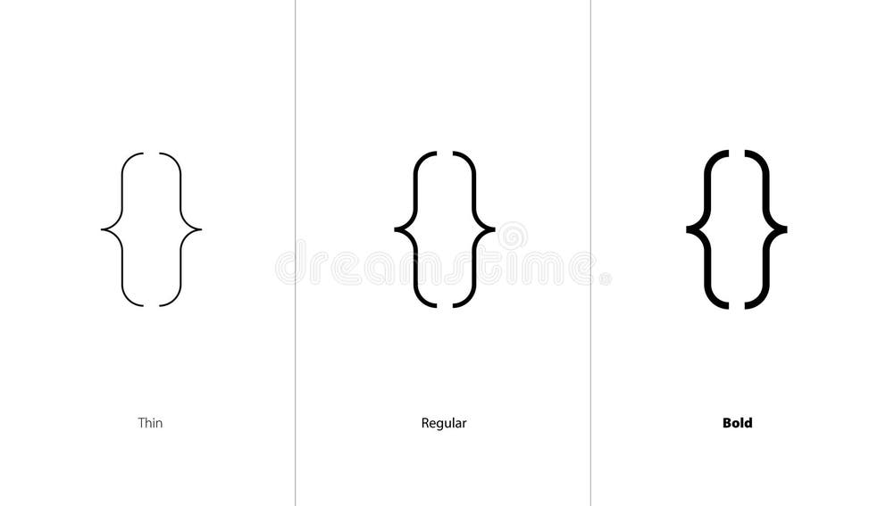 Code Brackets Icon Set. Thin, Regular and Bold Line Icons Stock Vector ...