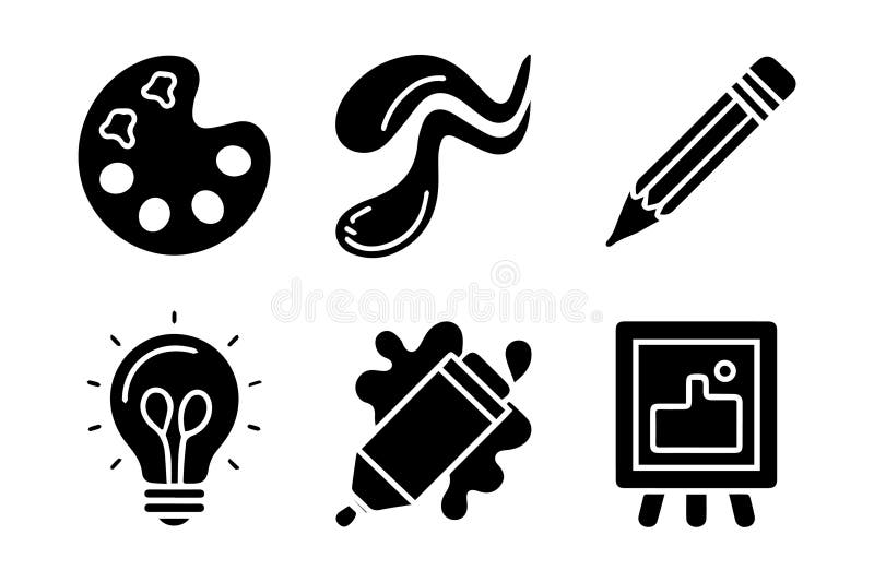 Creative Tools Set, Essential Symbols for Artists and Designers Stock ...