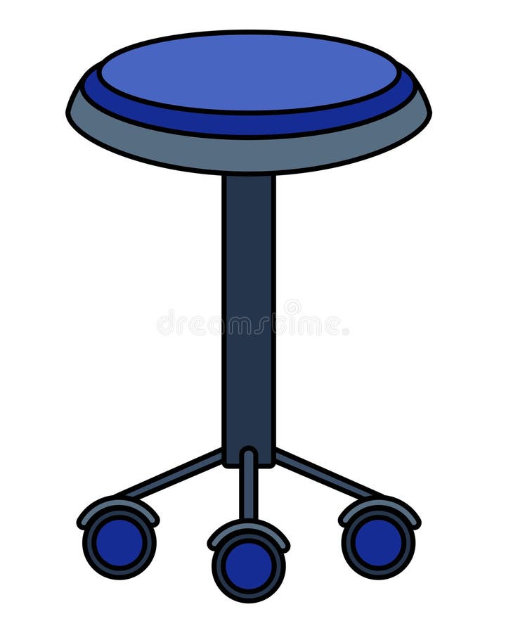 Soft Blue Office Stool on Wheels, Furniture - Vector Full-color Image. Stock Vector ...
