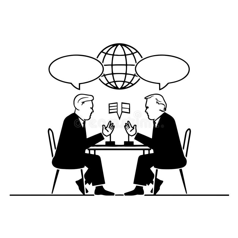 Two Men in Business Suits Sitting at a Table, Negotiations between the ...