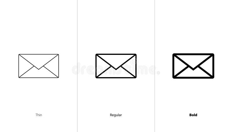 Mail Icon Set. Thin, Regular and Bold Line Icons. Sms Line Icon. Send ...