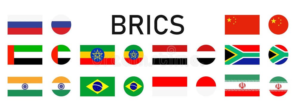 BRICS Countries Flag Set. BRICS Flags in Circle Shape Stock Vector ...