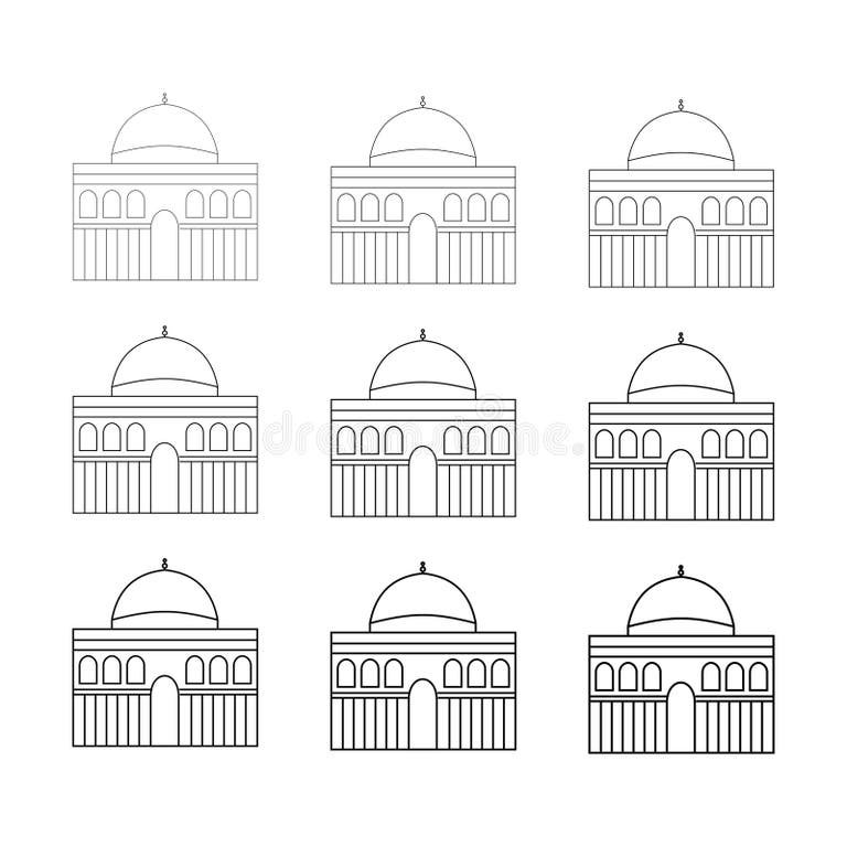 Al-Aqsa Mosque Line Art Illustration in Minimalist Style, Hand-Drawn Al ...