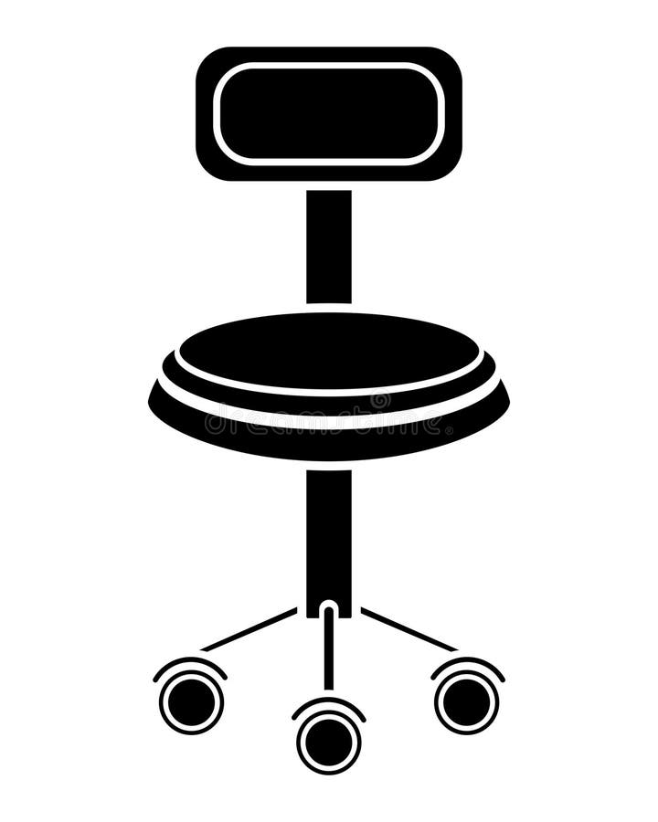 Soft Office Chair on Wheels, Furniture - Vector Silhouette Image for ...