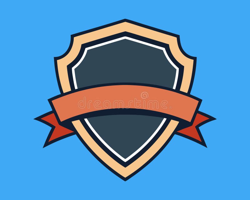 Vintage Shield Badge Vector Illustration with a Retro Ribbon. Stock ...