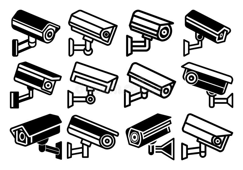 Collection of Various Security Camera , Cctv Camera Icons Stock ...