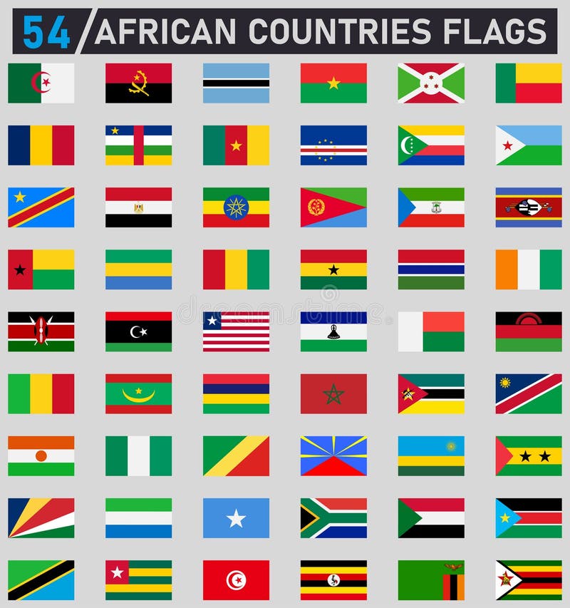 54 African Countries Flags Set Vector Stock Vector - Illustration of drawing, chad: 391659677