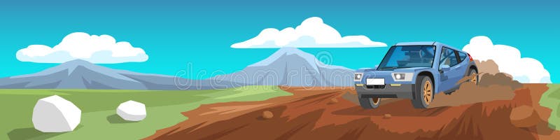 Landscpe of Dirt Roads and Long Distance Rally Cars. Stock Illustration ...