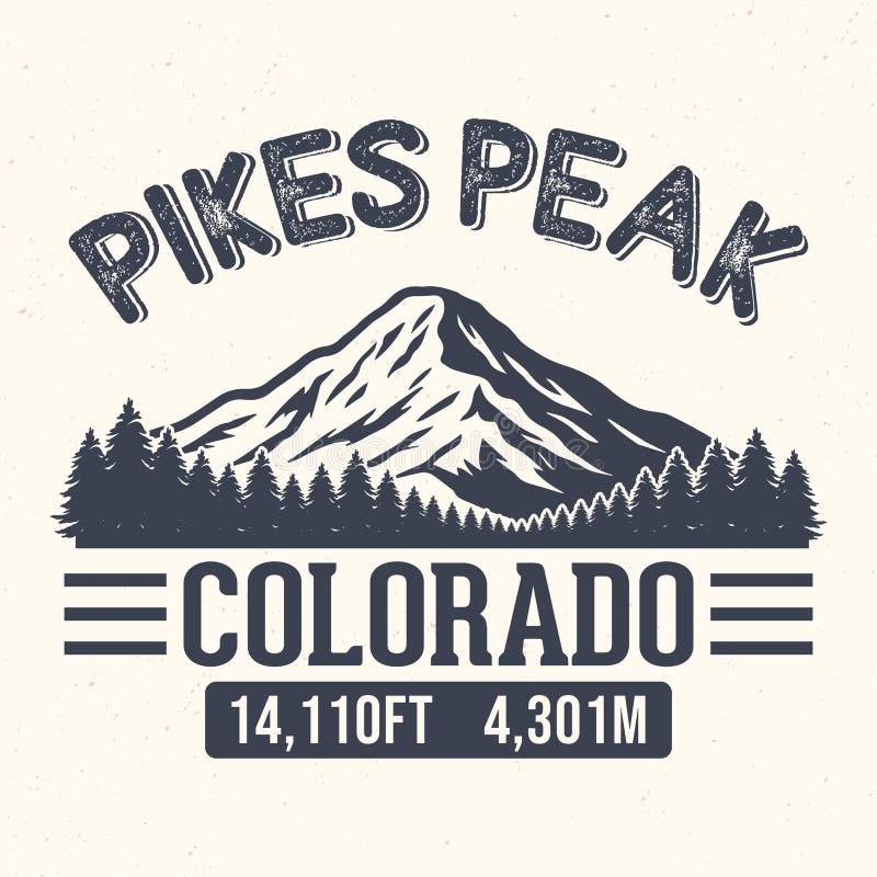 Vintage Pikes Peak Colorado Mountain Illustration: Rustic, Textured ...