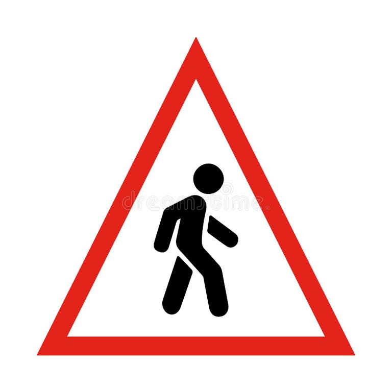 Red Triangle Pedestrian Crossing Warning Sign Vector Road Safety Symbol ...