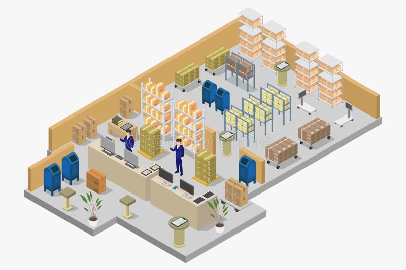 Isometric post office room stock vector. Illustration of postal - 392612295
