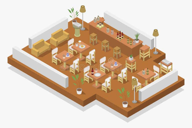 Cozy isometric cafe stock vector. Illustration of abstract - 392788986