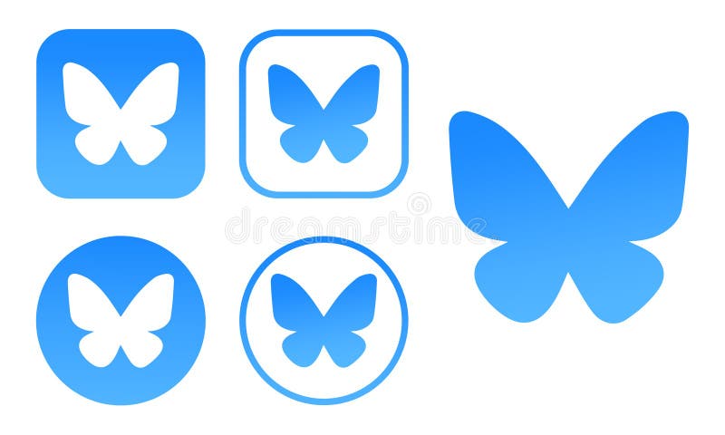 BlueSky Logo Icon Vector Set 2025. Blue Sky Butterfly Logo Transparent ...