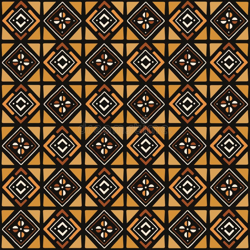 Bogolan, Mud Cloth Seamless Pattern Stock Illustration - Illustration ...