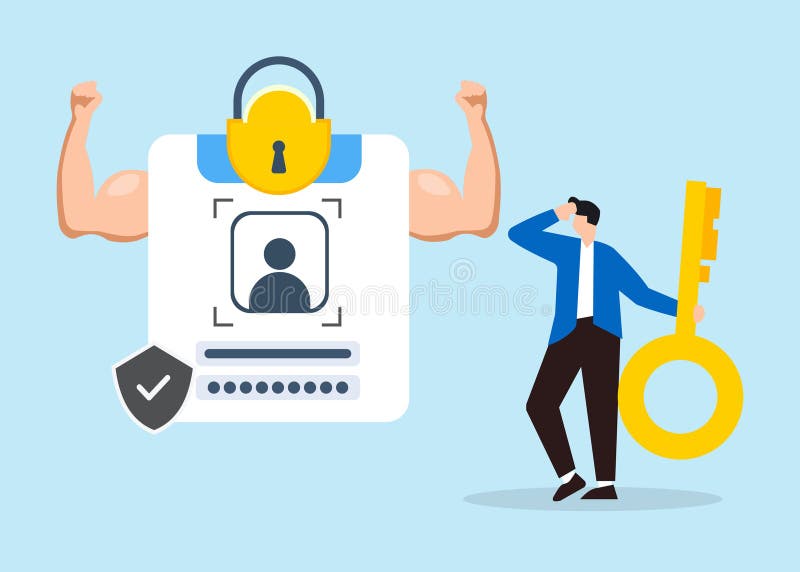 Businessman Holds the Key To Secure User Account with Strong Padlock ...