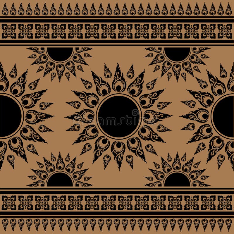 Sepia Thai Sun Scroll Pattern Stock Vector - Illustration of symmetry ...